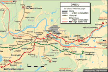 Daegu - city map | Country profile | Railway Gazette International