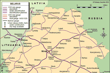 Belarus - country map | Country profile | Railway Gazette International