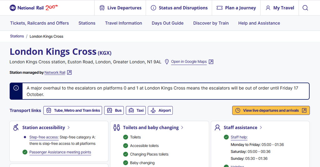 National Rail station webpages revamped to better meet accessibility ...