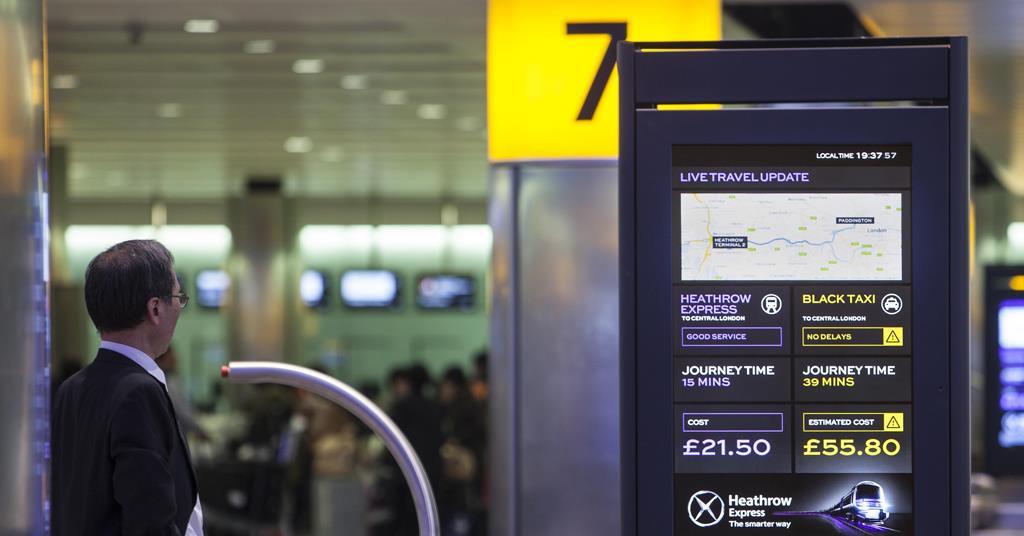 Heathrow ‘smart screens’ compare rail and taxi travel options | News ...