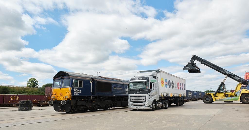Raising-roof container designed to get supermarket goods onto rail ...