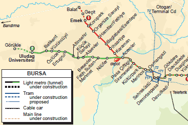 Bursa - city map | Country profile | Railway Gazette International