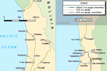 Chile - country map | Country profile | Railway Gazette International
