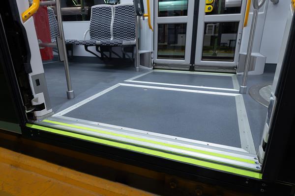 Tram access ramps offer obstacle detection and emergency options ...